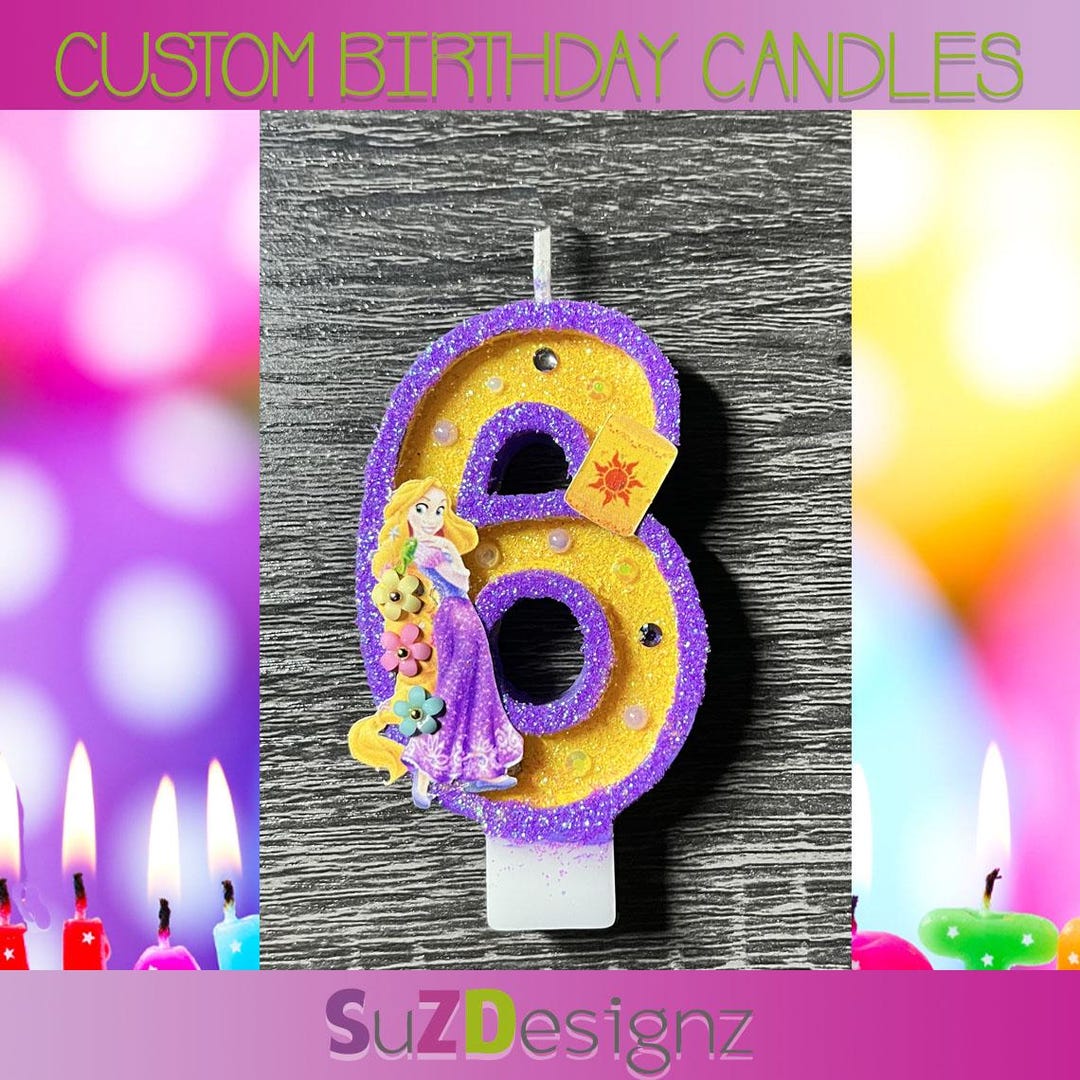 Tangled Inspired Candle | Repunzel Inspired Sparkly Candle | Number ...