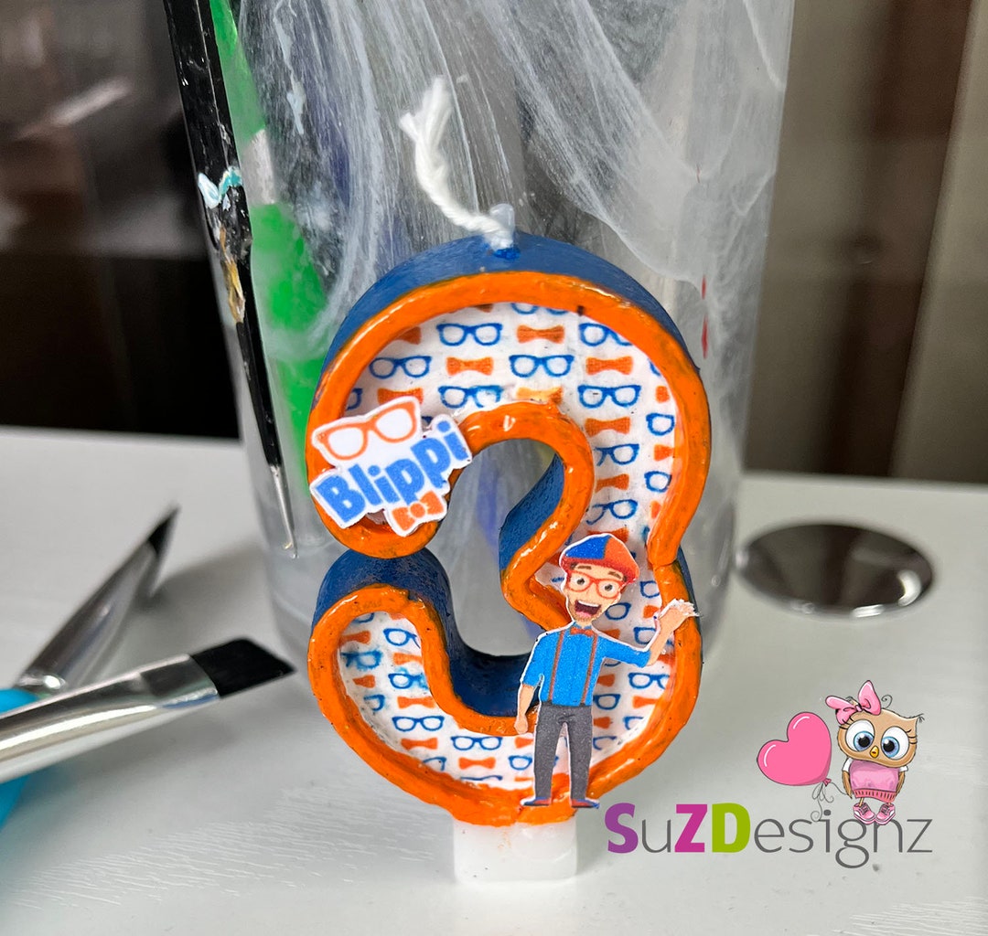 Blippi Inspired Birthday Number Candle Custom Character - Etsy