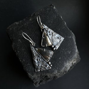 Gold Apache Pyrite Earrings. Modern Brutalist Earrings. Raw Sterling ...