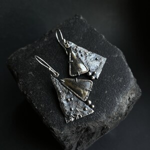 Gold Apache Pyrite Earrings. Modern Brutalist Earrings. Raw Sterling ...