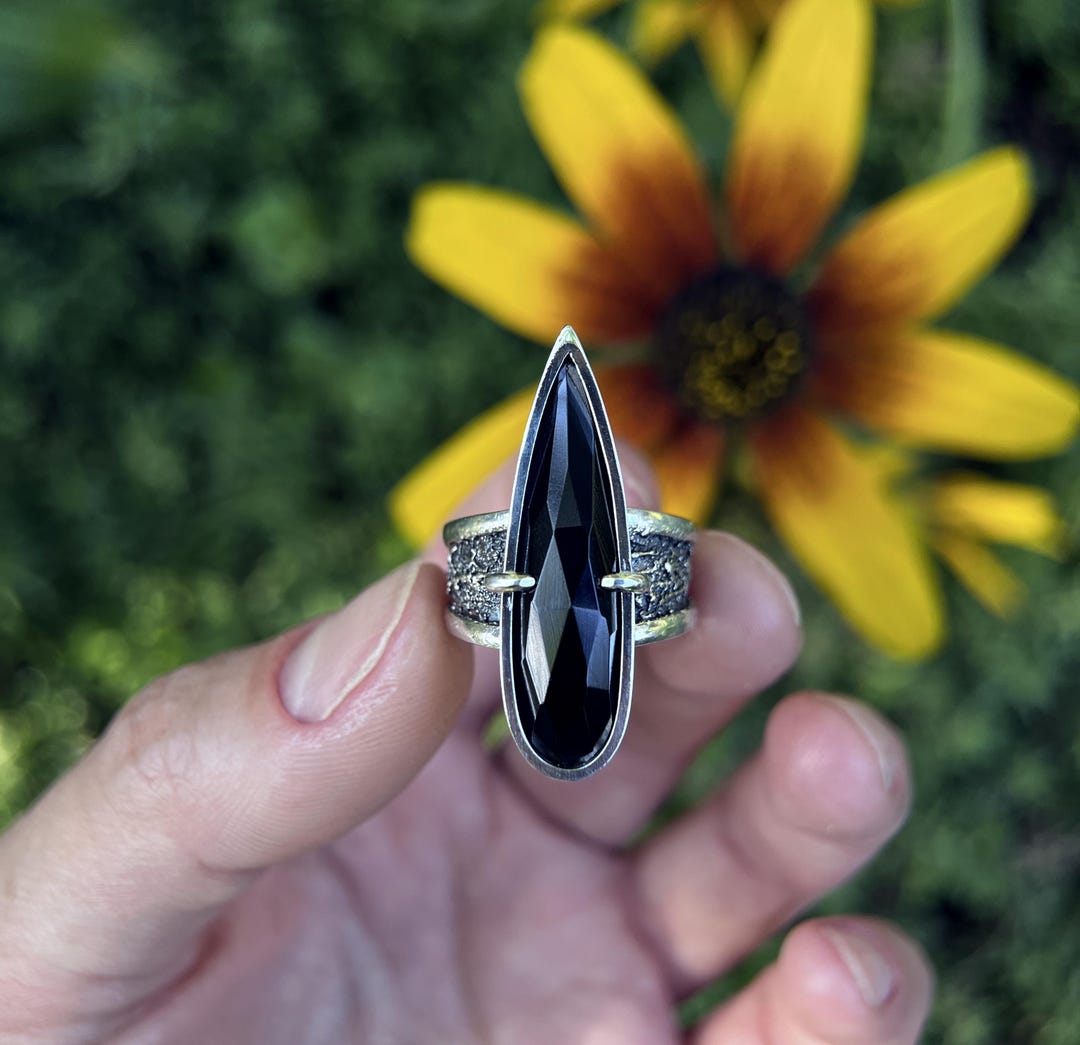 Silversmith Gothic Ring. Sterling Silver Statement Ring. Black Onyx ...