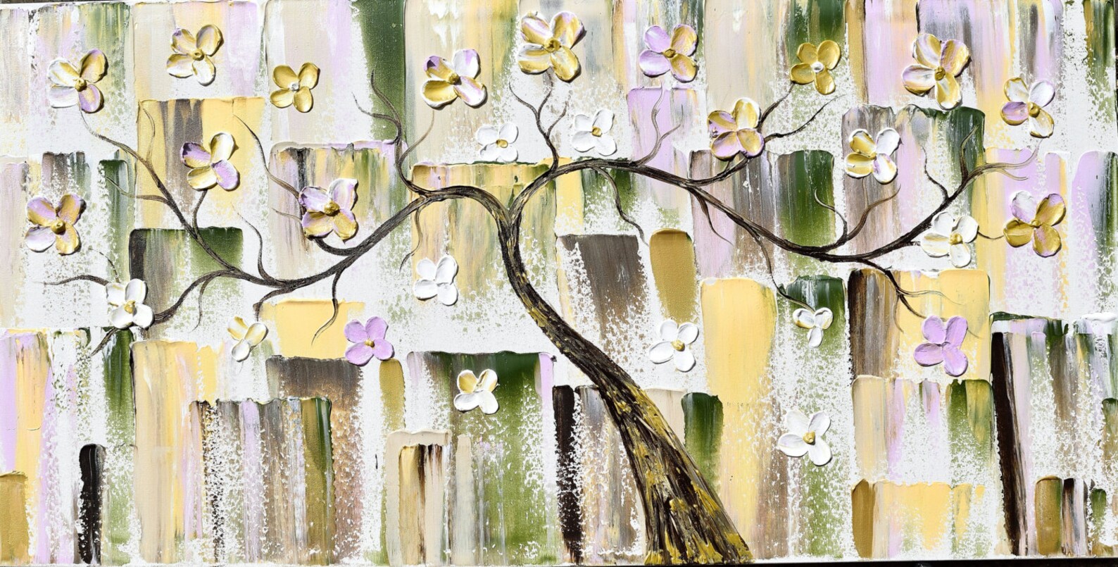 ORIGINAL Painting Flower Tree Painting Canvas Art Palette - Etsy