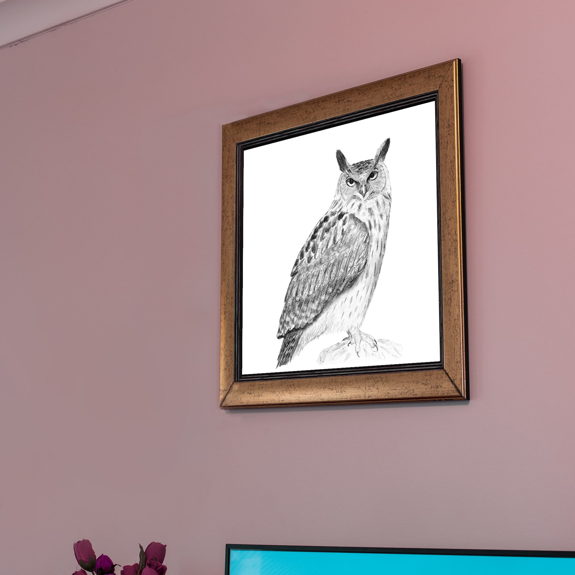 Eagle Owl bubo Bubo Pencil Drawing, Downloadable, Printable, Digital ...
