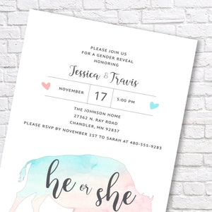 BABY GENDER REVEAL, Buffalo Gender Reveal Invitation, Bison Watercolor ...