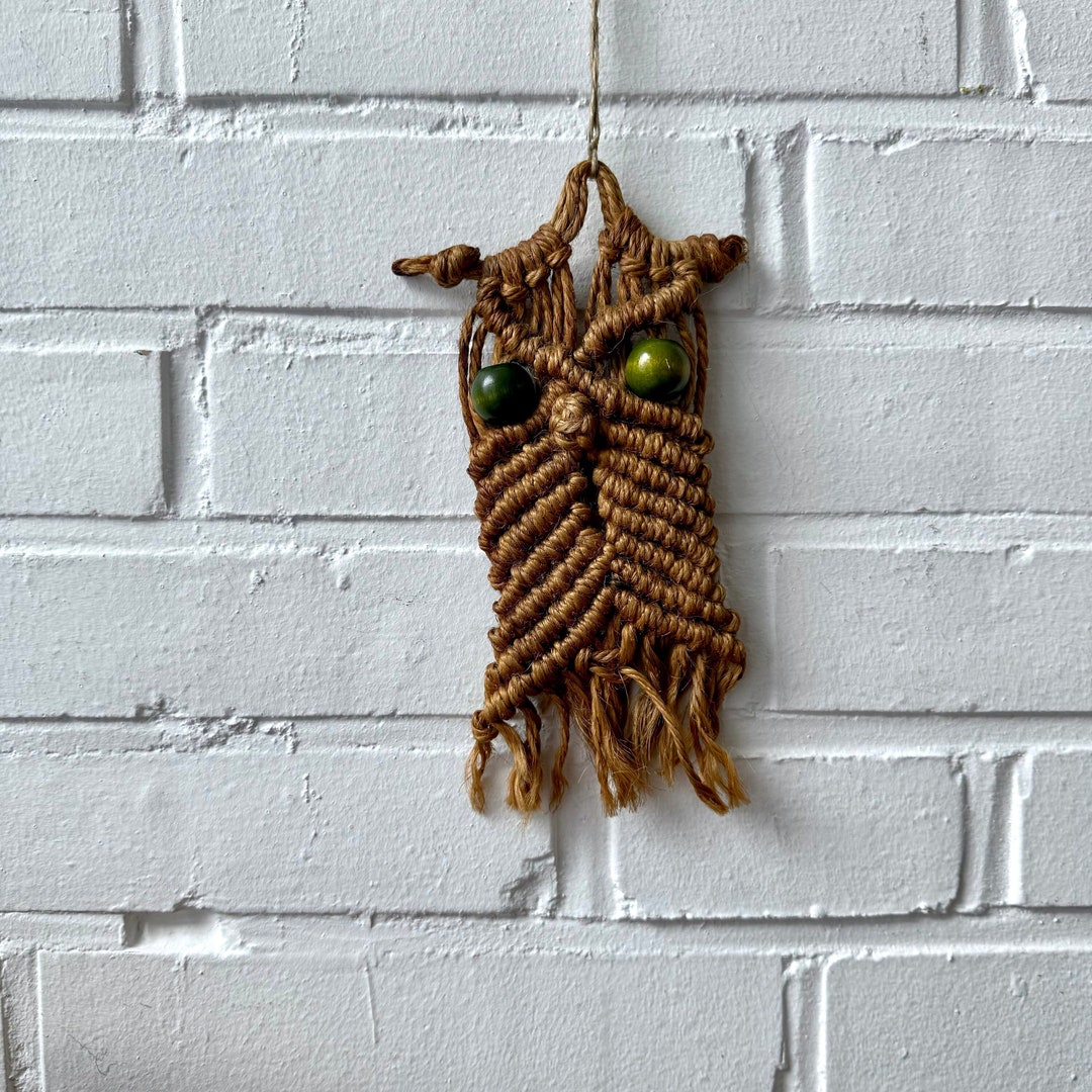 Vintage Macrame Owl Wall Hanging, Wall Picture Owl, Mid-century ...