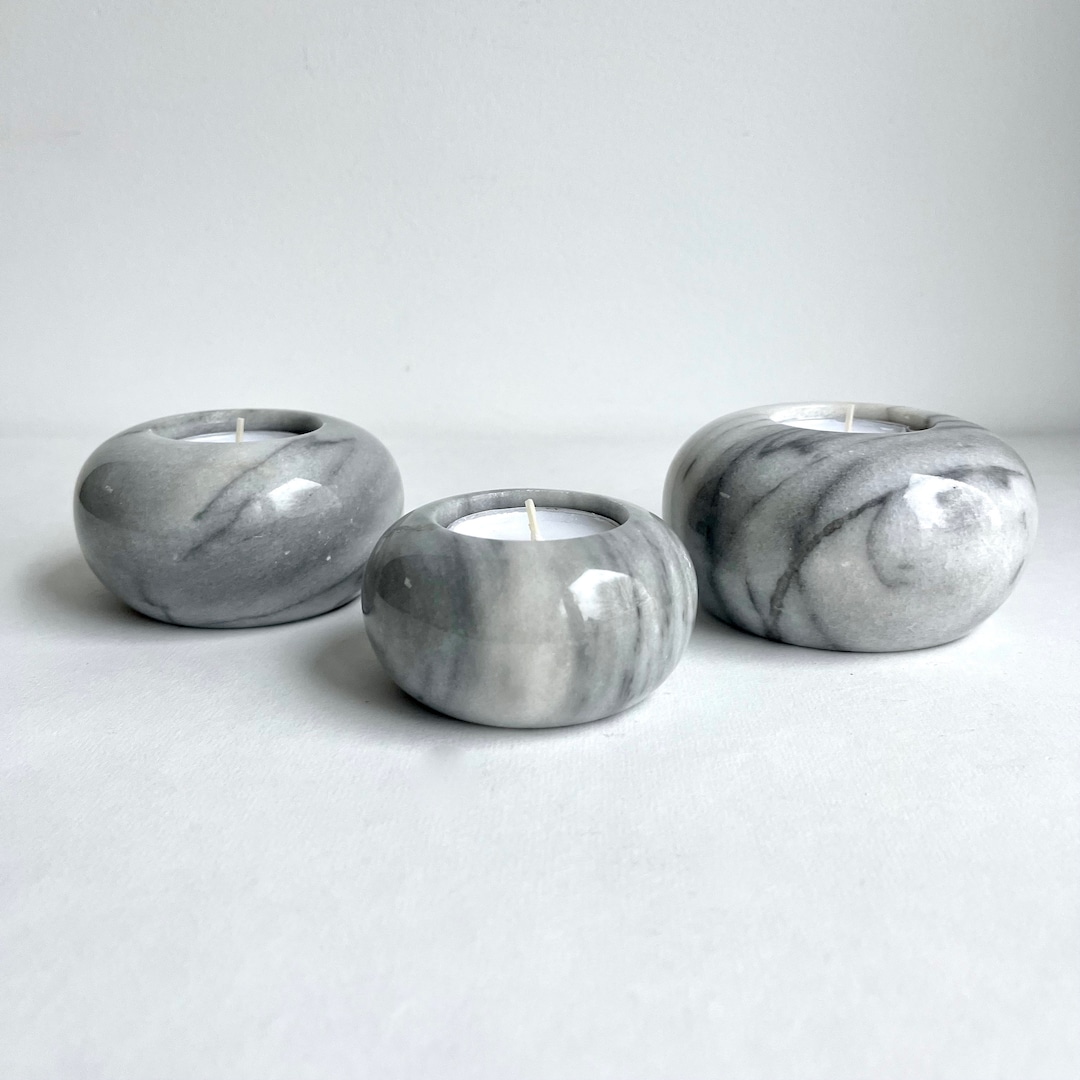 Vintage Marble Candle Holders, Marble Candle Holders Set of Three ...