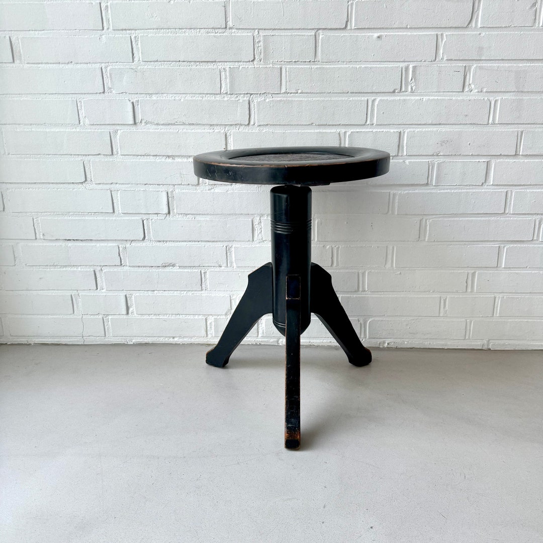 Vintage Piano Stool, Antique Swivel Stool, Workshop Stool Height ...