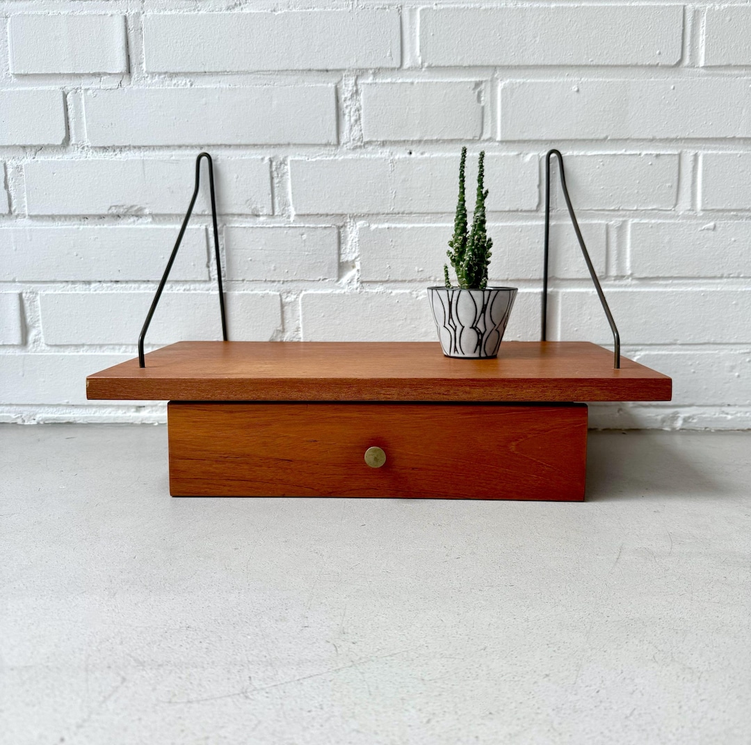 Mid Century Wall Shelf Teak Denmark, Vintage String Wall Shelf ...