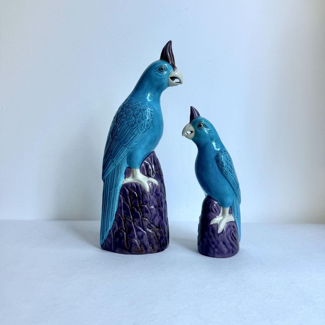 Charming Pair of Art Deco Parrot Birds, Vintage Cockatoos, Turquoise ...