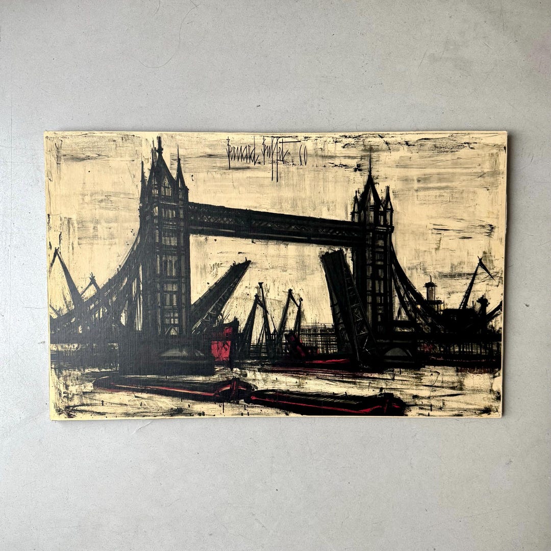 Vintage Print Tower Bridge by Bernhard Buffet, Mid Century Lithograph ...