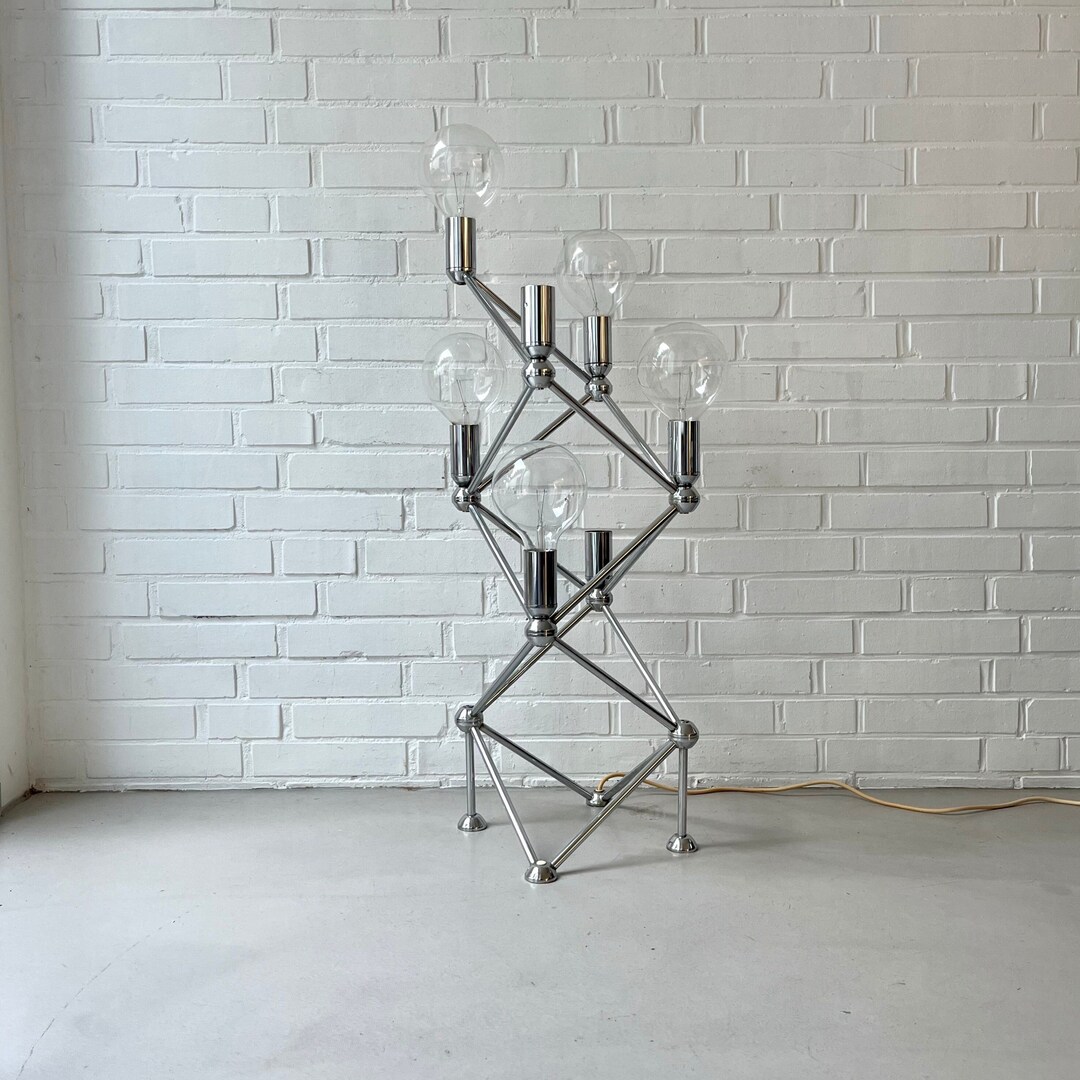 Vintage Atomic Lamp Chrome, Midcentury Sputnik Lamp, Space Age Floor ...