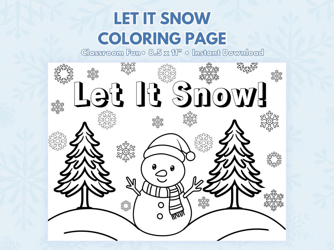Snowman Coloring Page | Winter Activity Sheet for Kids (instant ...