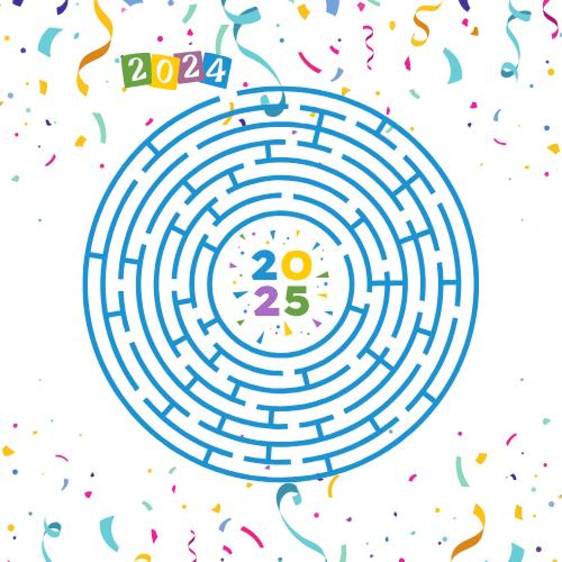 Printable New Years Eve Maze Kids Activity Toddler and Preschool Game ...