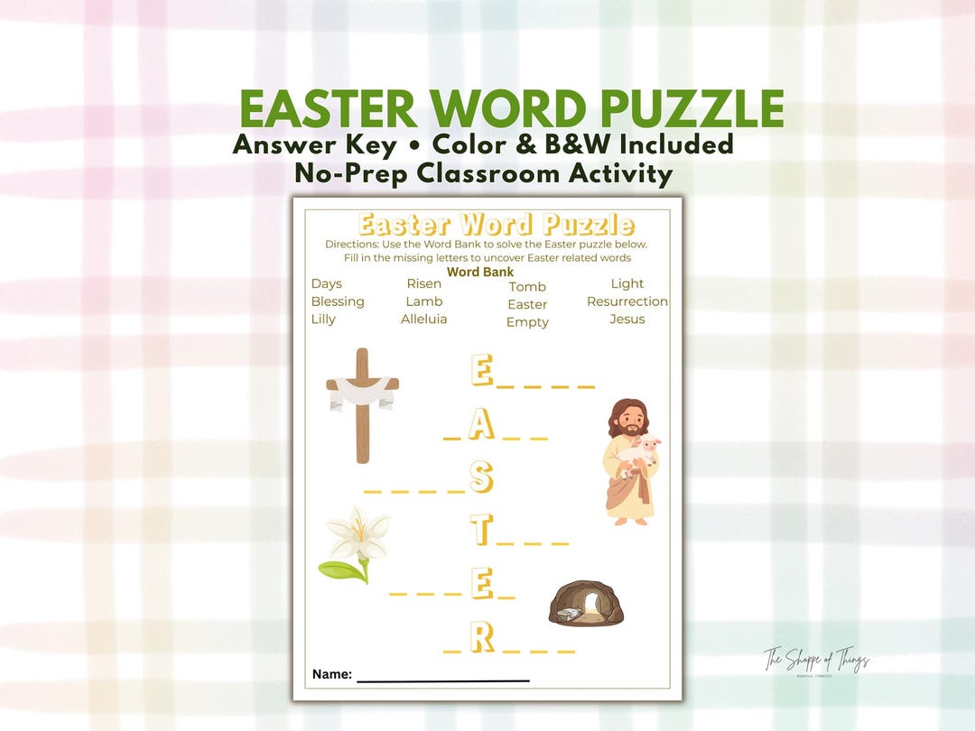 Easter Word Puzzle Printable | Christian Easter Activity for Kids ...