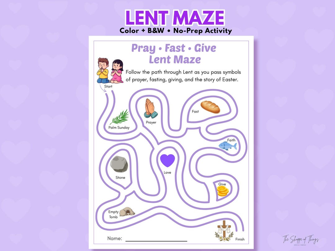 Lent Maze Printable | Christian Lent Activity | Sunday School Lesson ...