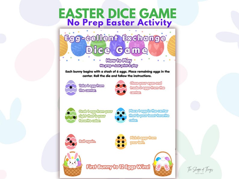 Easter Egg Dice Game | No Prep Printable Party Activity (digital ...