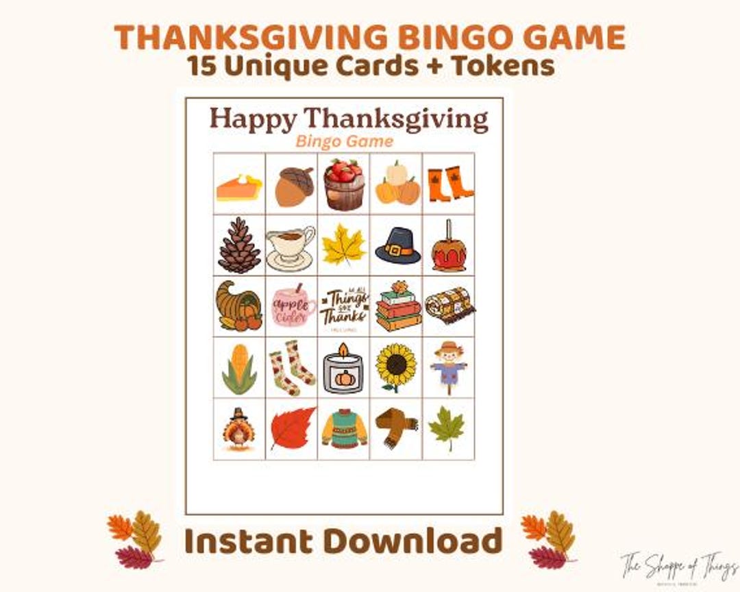 Thanksgiving Bingo Game Printable | Fall Kids Classroom and Family ...