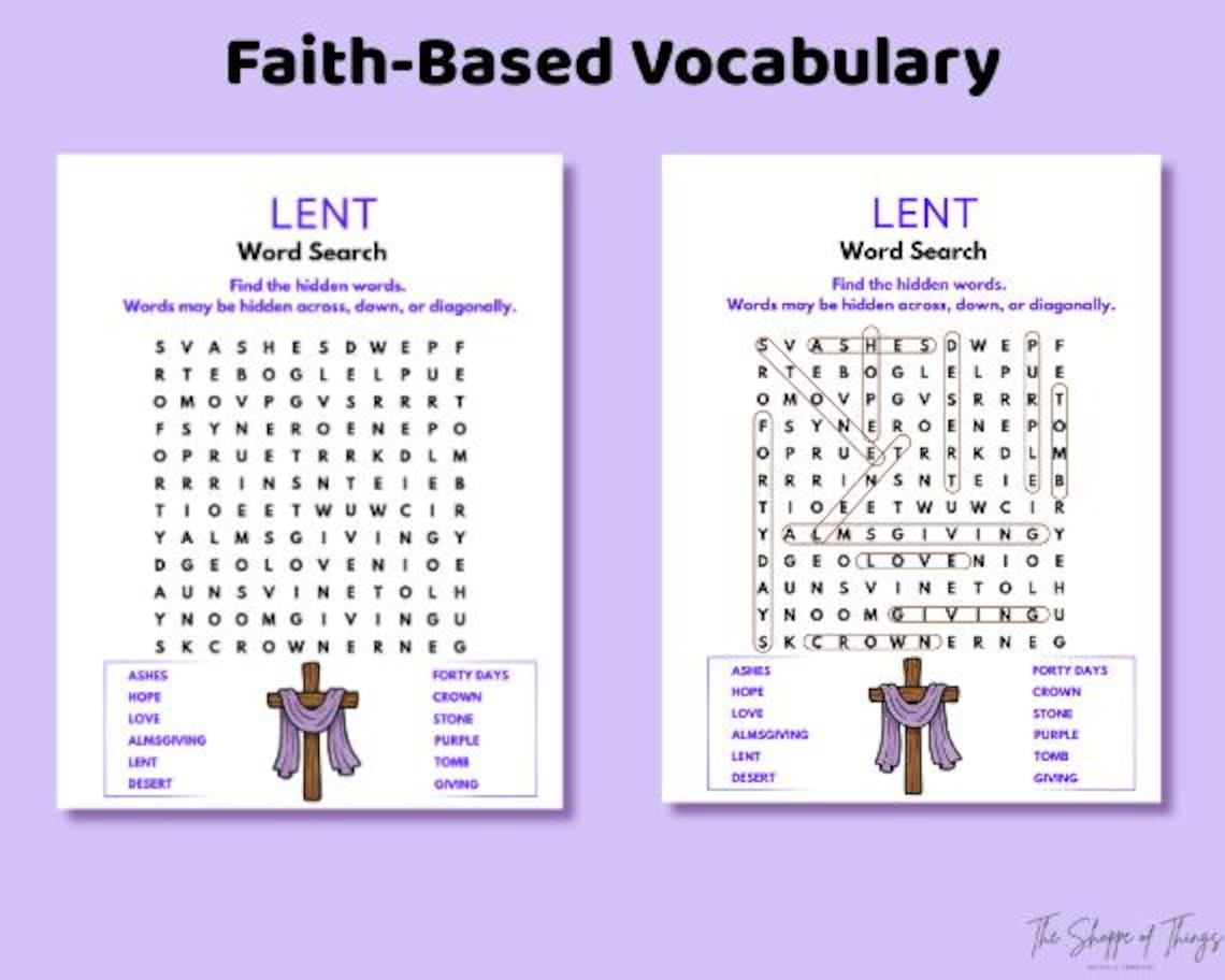 Lent Word Search Printable – Christian Classroom Activity | Sunday ...
