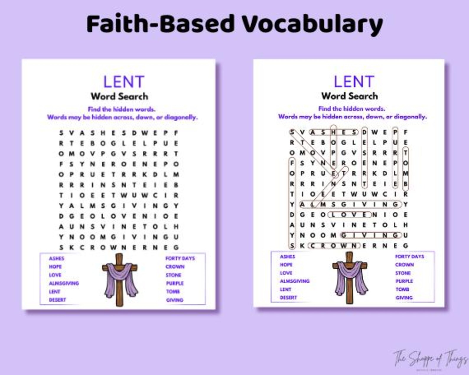 Lent Word Search – Christian Classroom Activity, Kids Vocabulary Puzzle ...