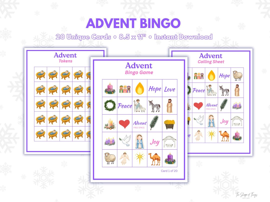 Advent Bingo Game, 20 Unique Cards, Classroom Christmas Party (PDF ...