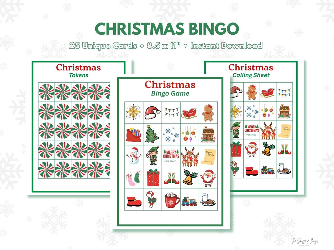 Jeu de bingo de Noël, 25 cartes uniques, fête de classe (téléchargement ...