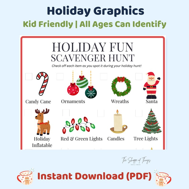 Holiday Light Scavenger Hunt | Christmas Family Car Ride Game (instant ...