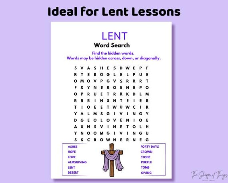 Lent Word Search Printable – Christian Classroom Activity | Sunday ...