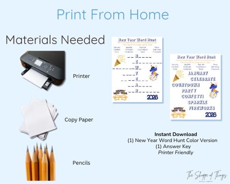 New Years Eve Word Hunt Printable | January Word Search Activity | NYE ...