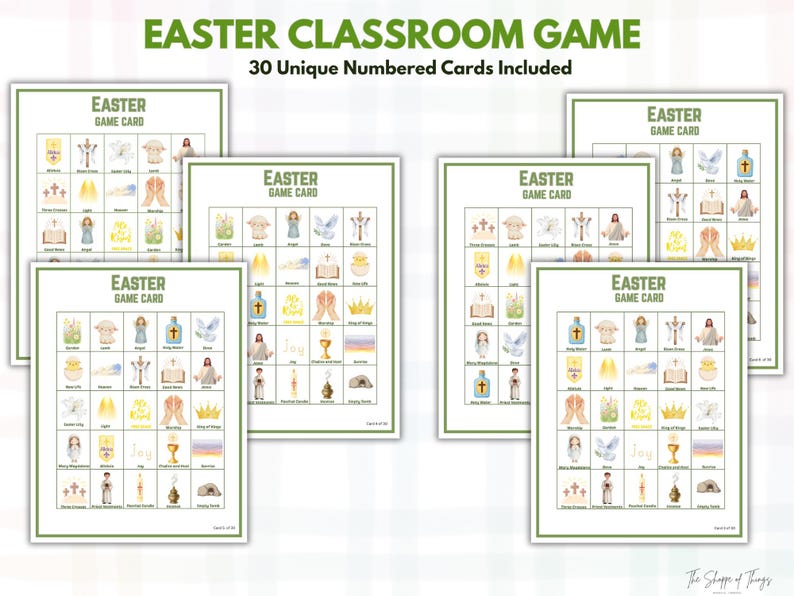 Easter Bingo Printable Game, Christian Kids Activity, Sunday School, 30 ...