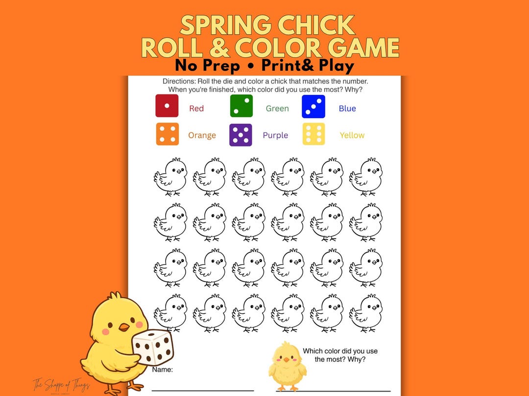 Spring Chick Roll and Color Game | Classroom Activity | Printable ...