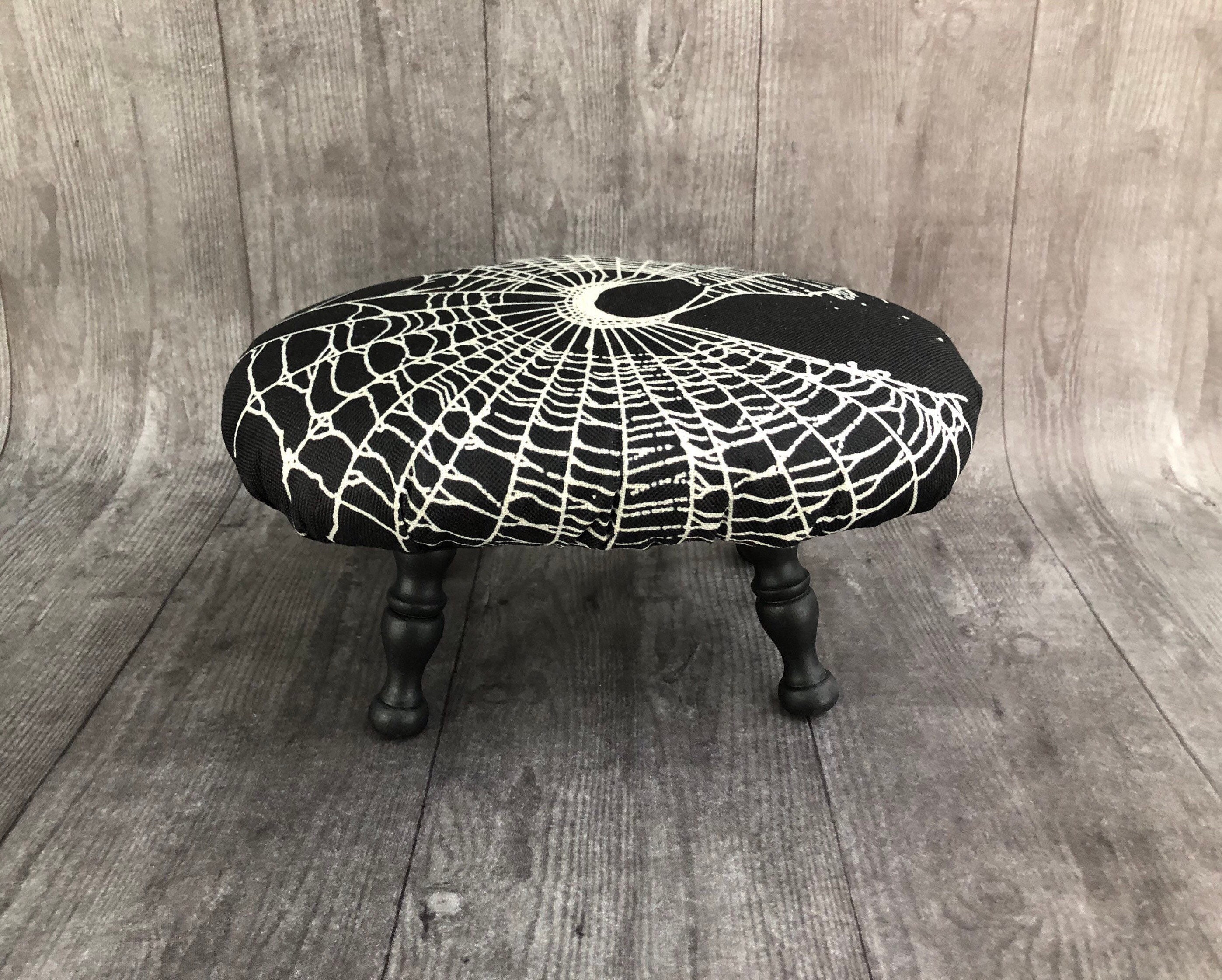 Gothic Footstool, Black Ottoman, Halloween Decor, Dark Decor, Up-Cycled ...