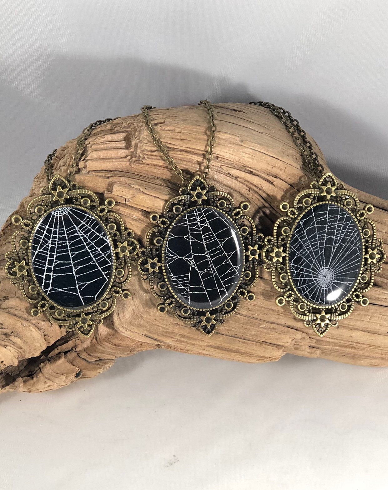 Spider Web Necklace, Spider Web Pendant, Gothic Necklace, Statement ...