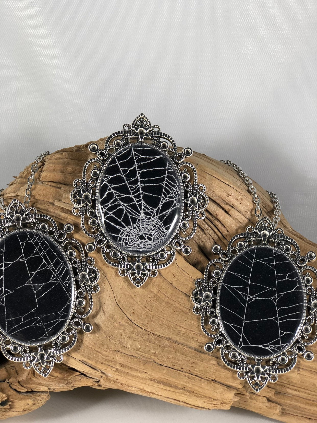 Spider Web Necklace, Spider Web Pendant, Victorian Necklace, Statement ...