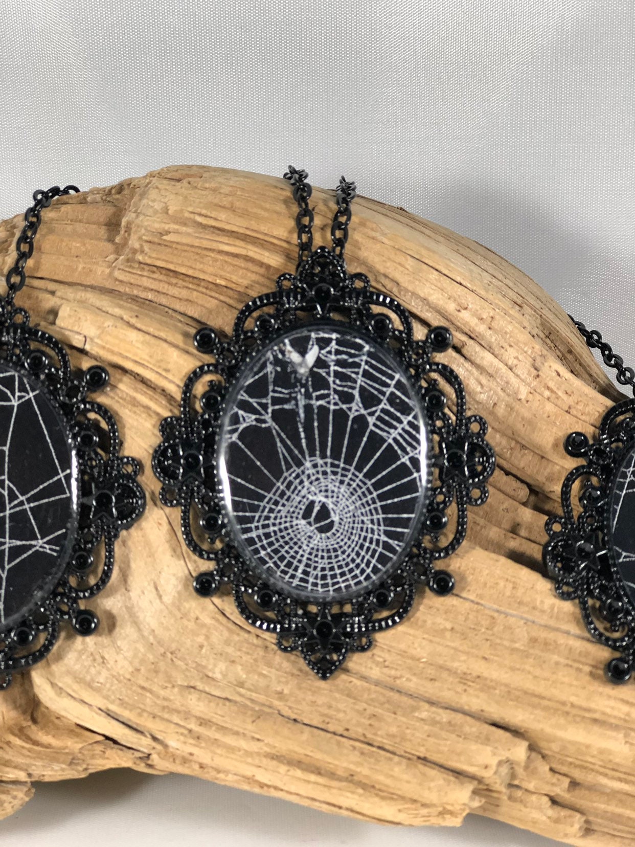 Spider Web Necklace, Spider Web Pendant, Victorian Necklace, Statement ...