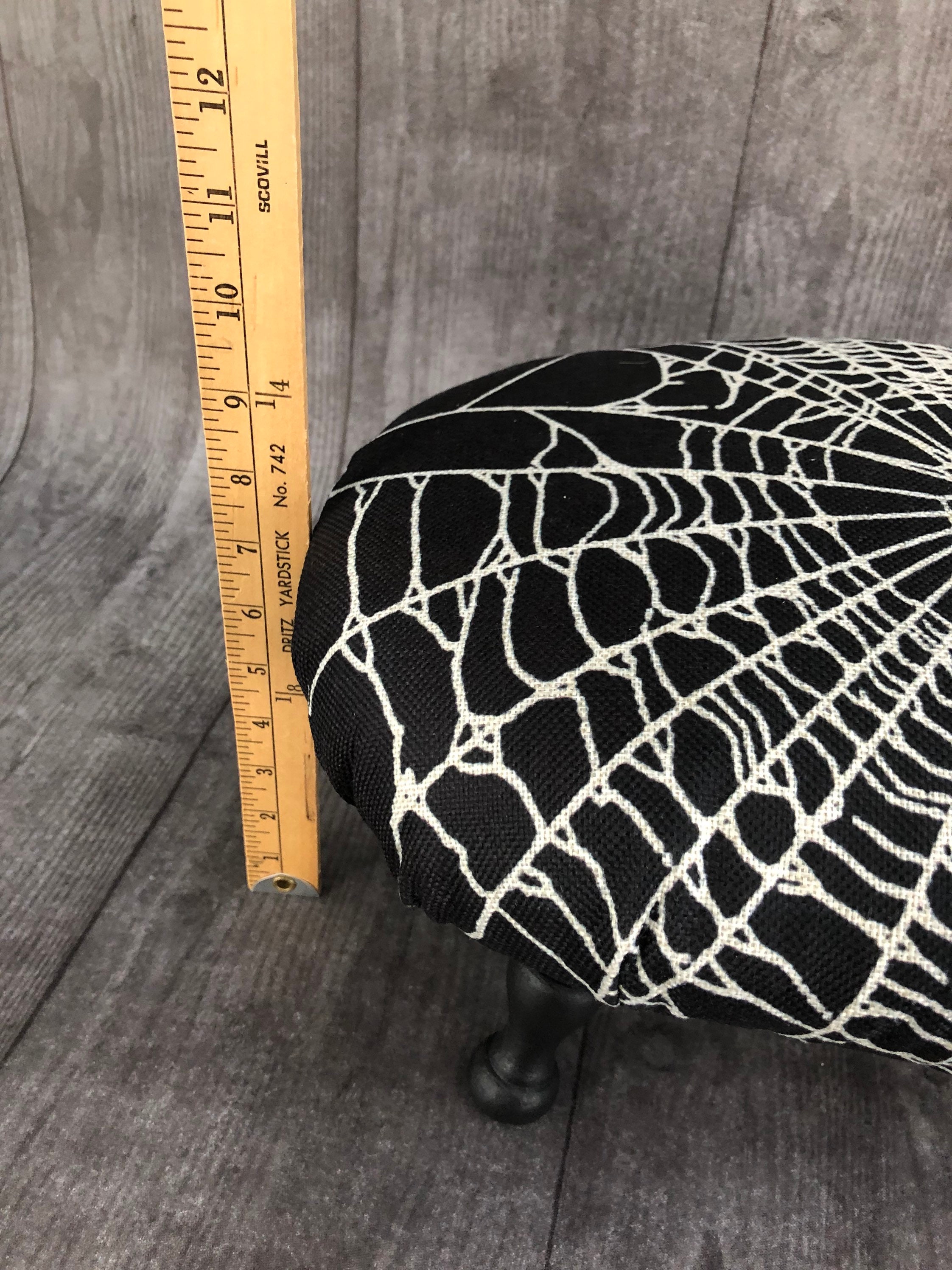 Gothic Footstool, Black Ottoman, Halloween Decor, Dark Decor, Up-Cycled ...