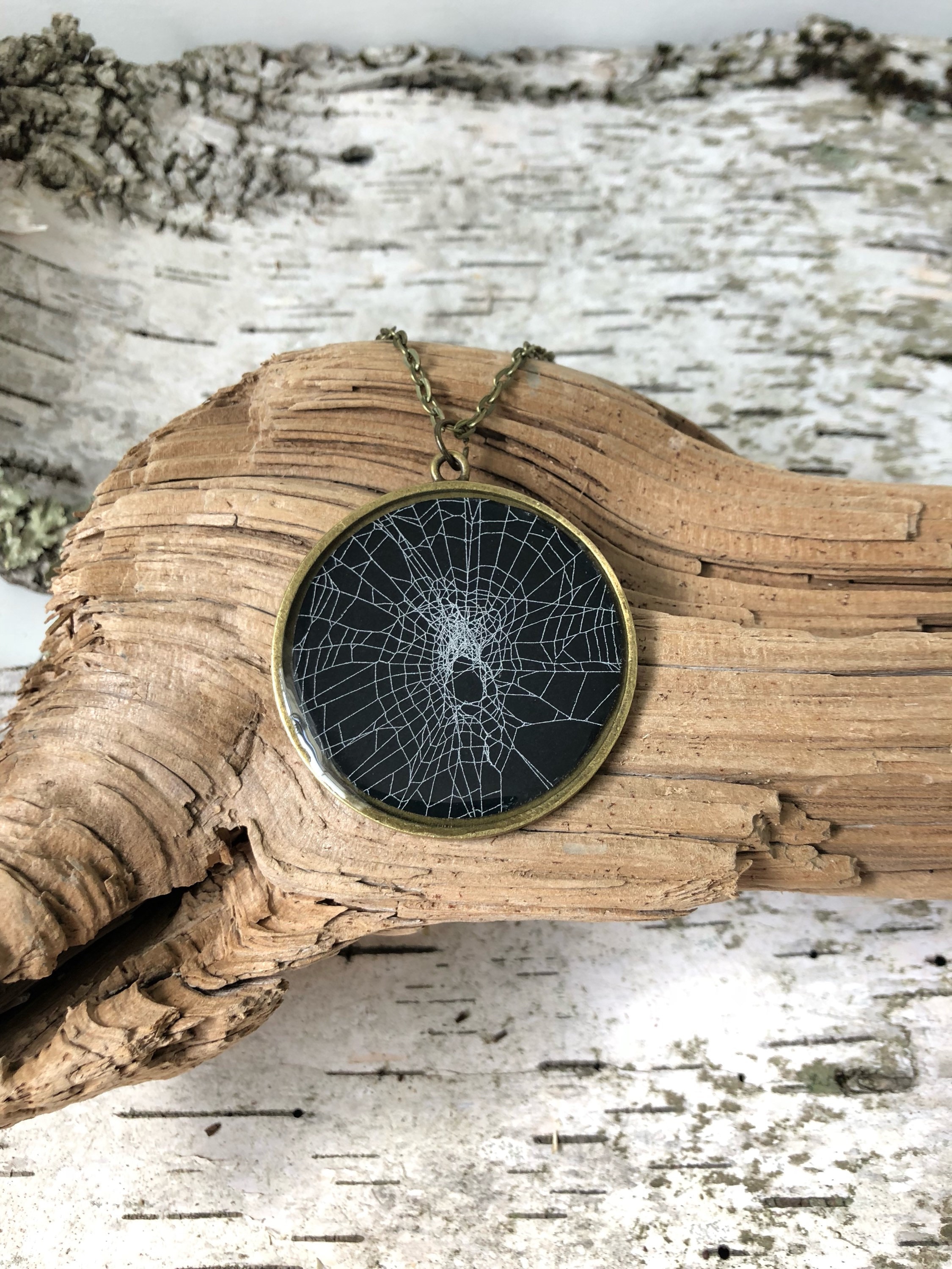Spider Web Necklace, Spider Web Pendant, Real Spider Web Pendant ...