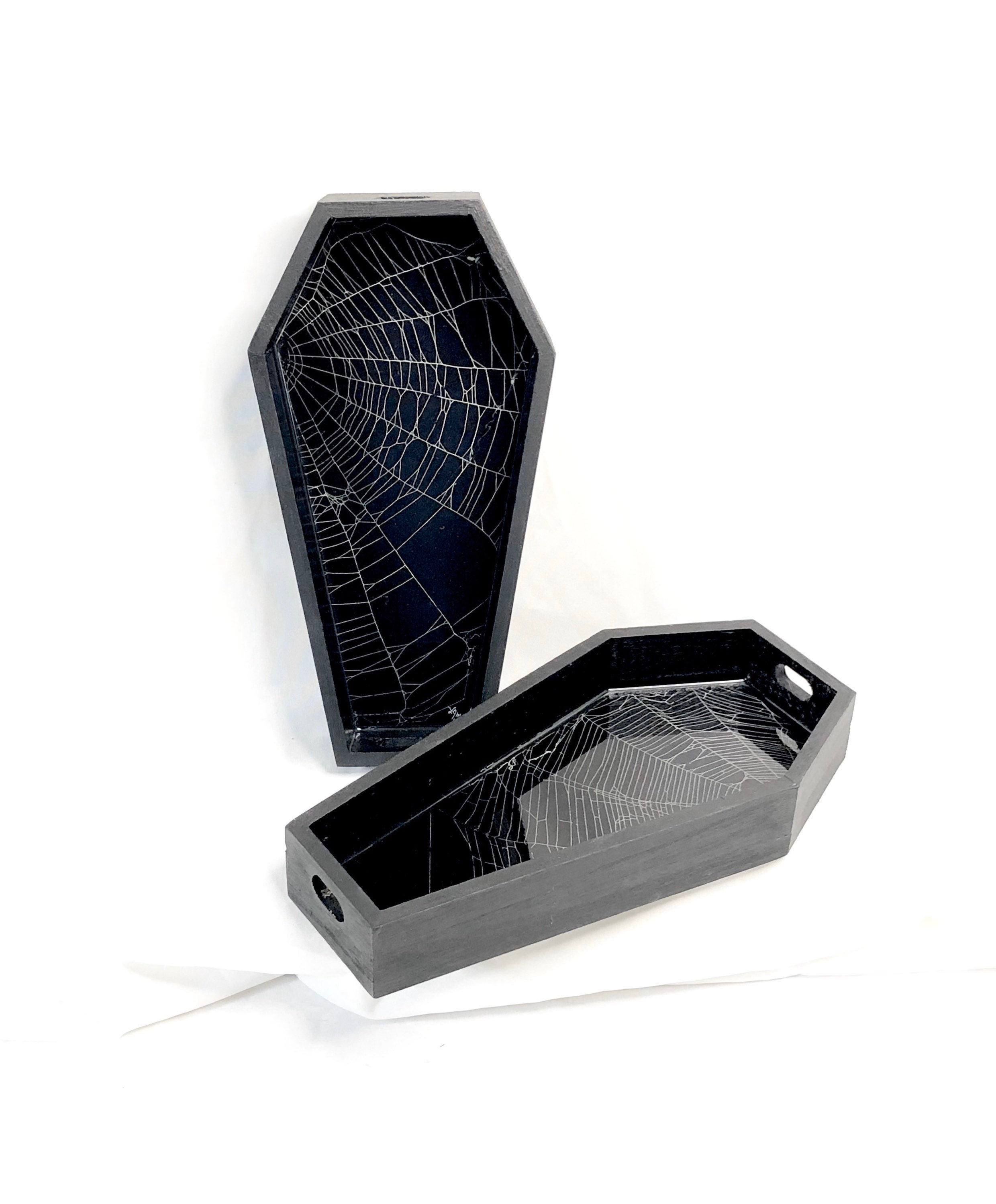 Coffin Box, Trinket Box, Real Spider Web, Preserved Spider Web, Coffin Tray