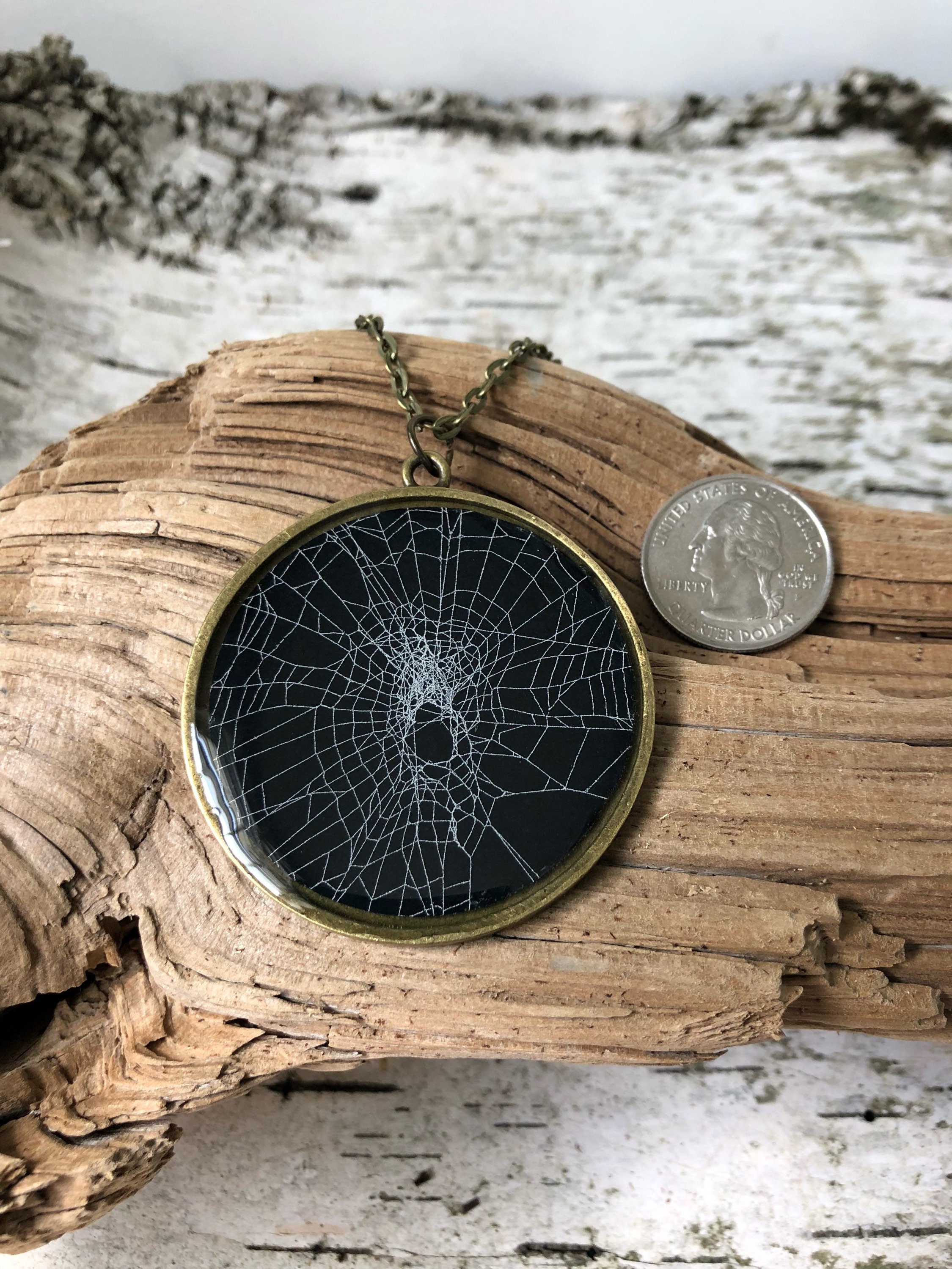 Spider Web Necklace, Spider Web Pendant, Real Spider Web Pendant ...
