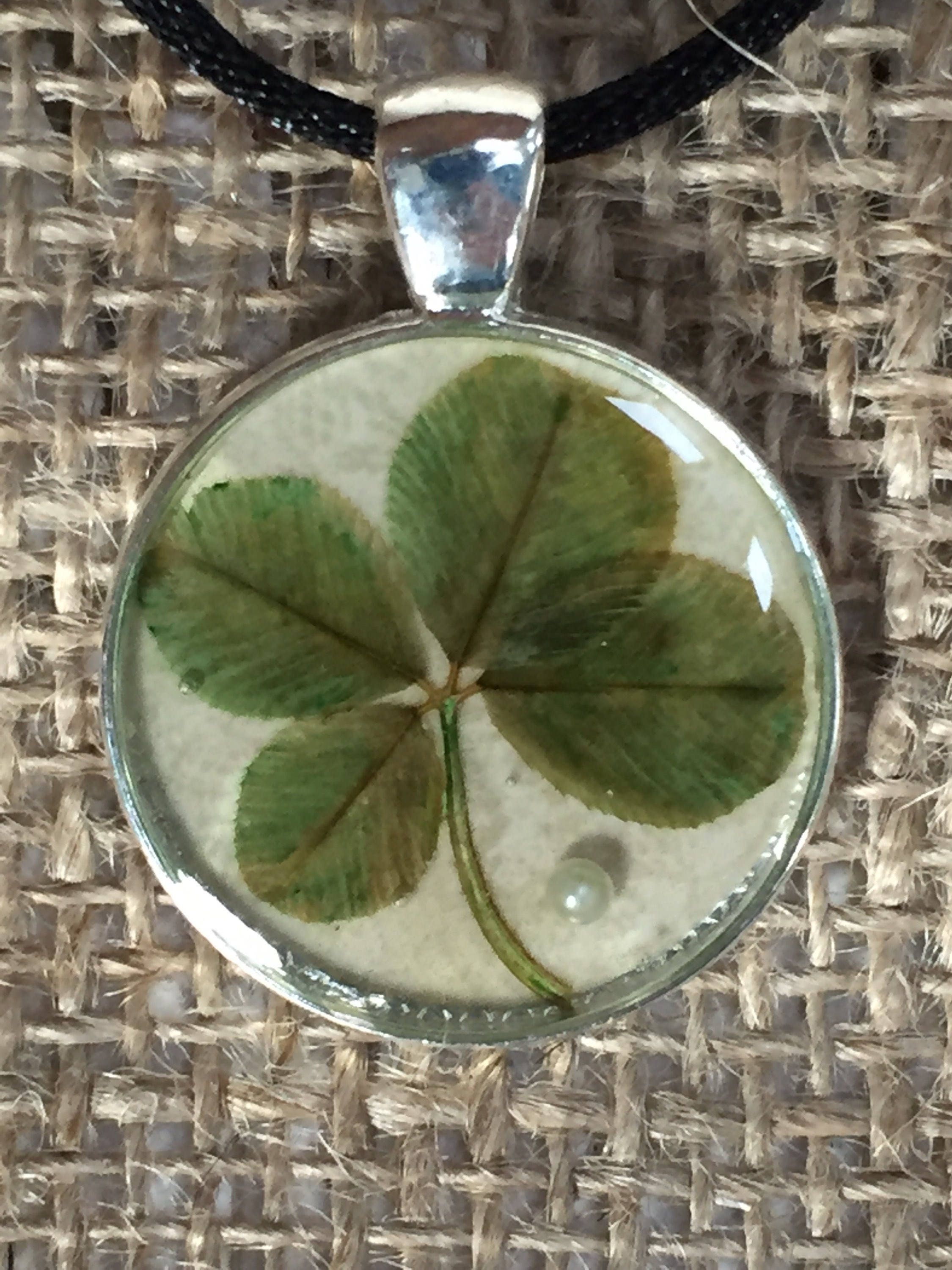 Shamrock Real Four Leaf Clover Necklace Four Leaf Clover Pendant St 