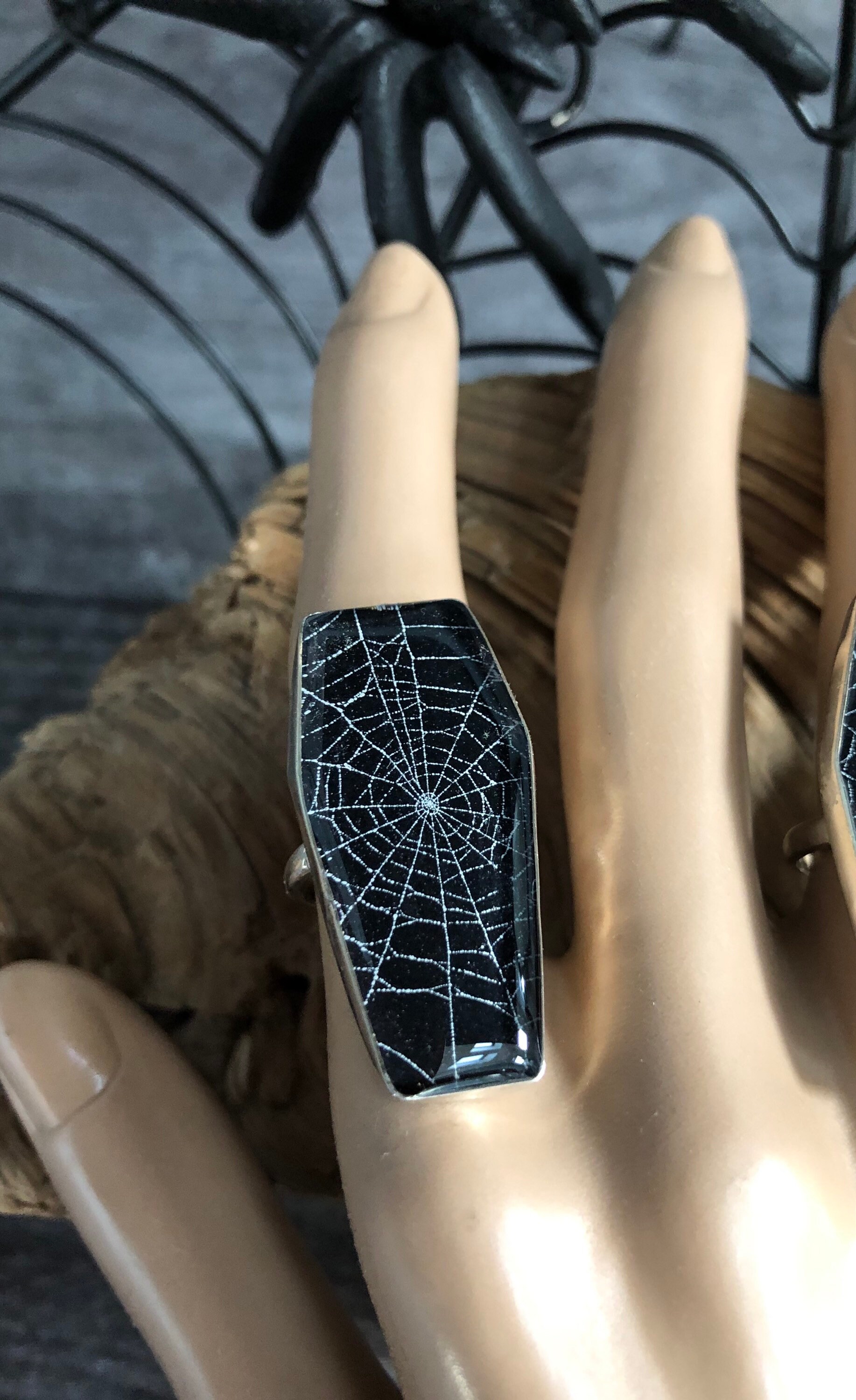 Coffin Ring, Spider Web Ring, Real Spider Web, Spider Web Jewelry ...