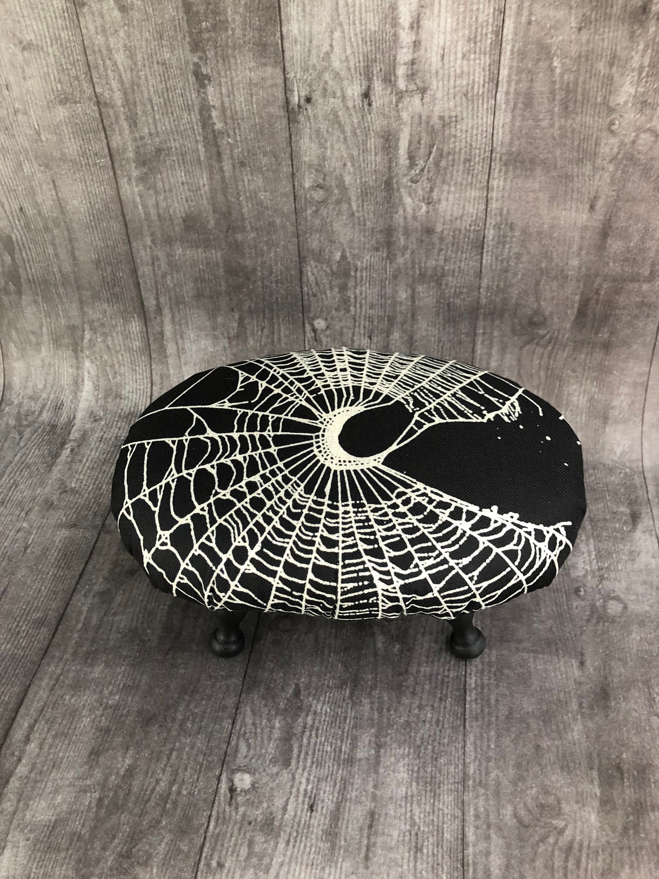 Gothic Footstool, Black Ottoman, Halloween Decor, Dark Decor, Up-Cycled ...