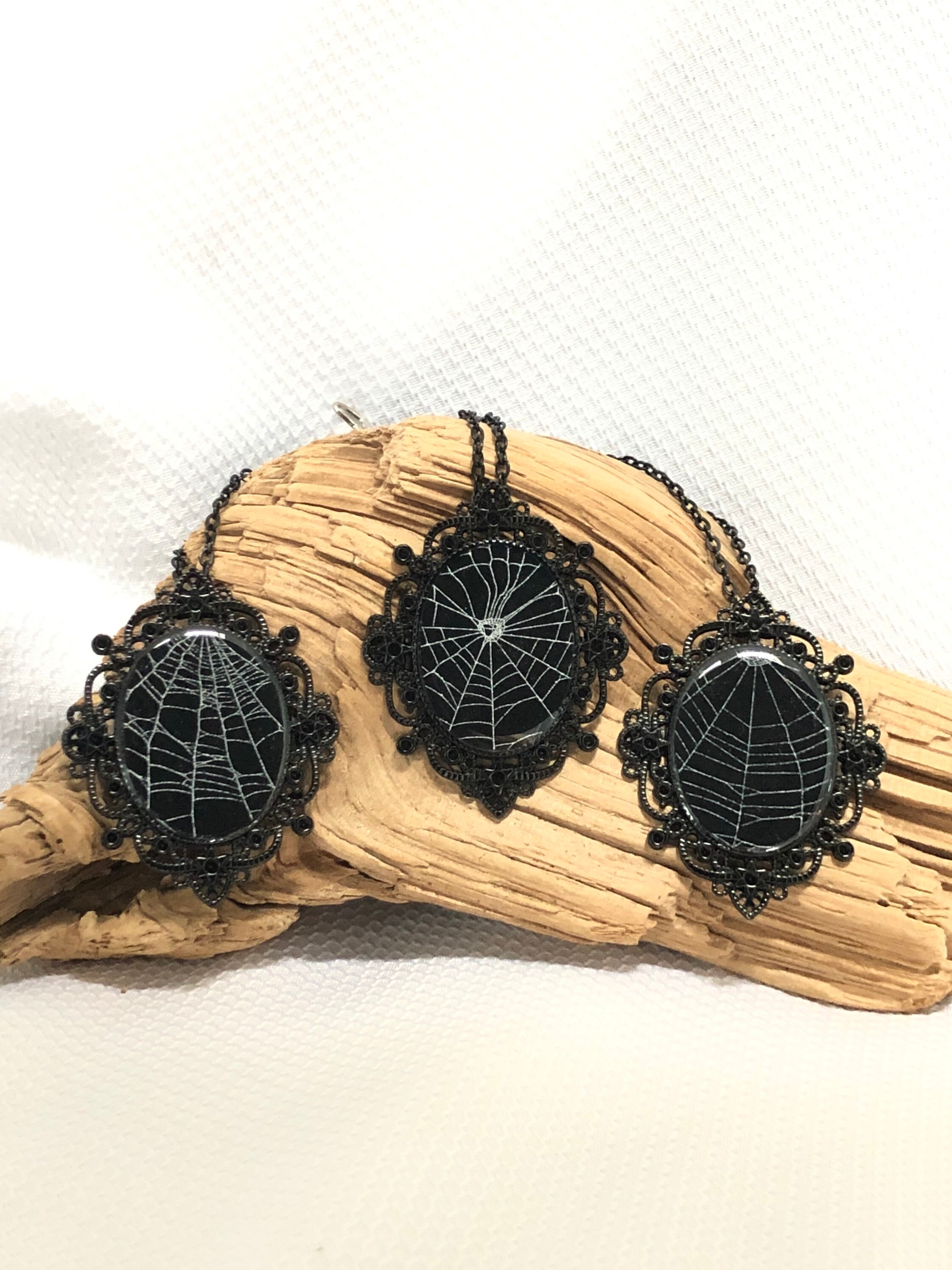 Spider Web Necklace, Spider Web Pendant, Victorian Necklace, Statement ...