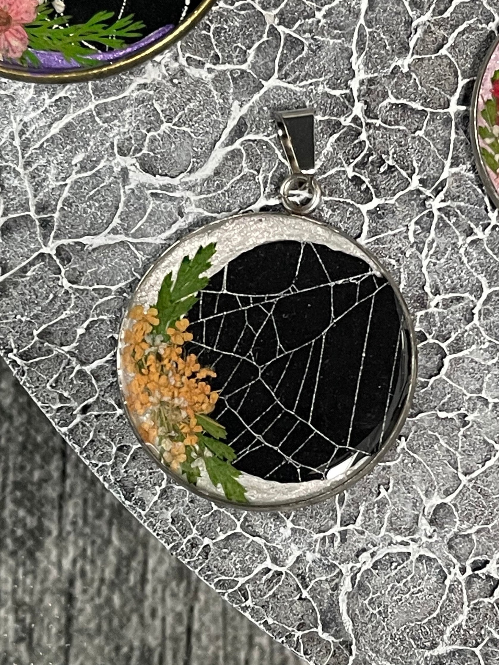 Flower Moon, Spider Web Necklace, Spider Web Pendant, Spider Web ...