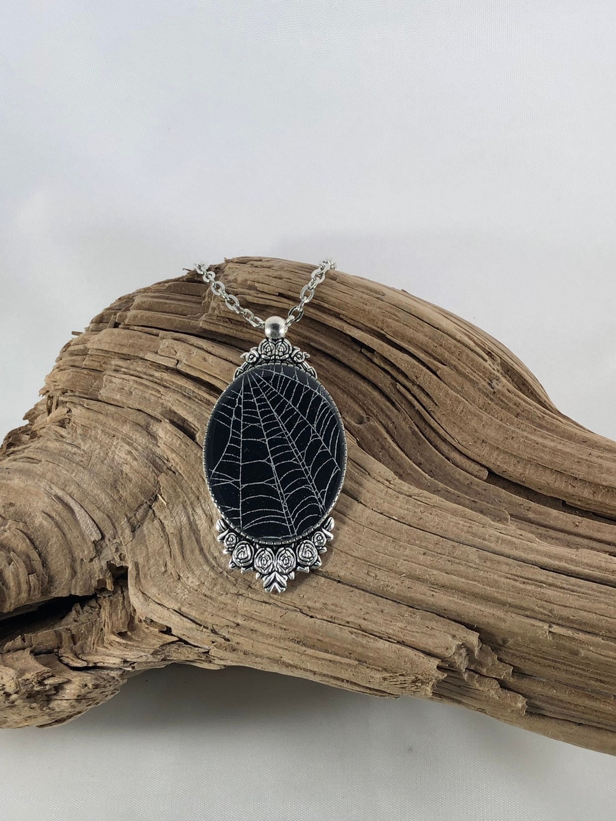 Spider Web Necklace, Spider Web Pendant, Real Spider Web, Gothic ...