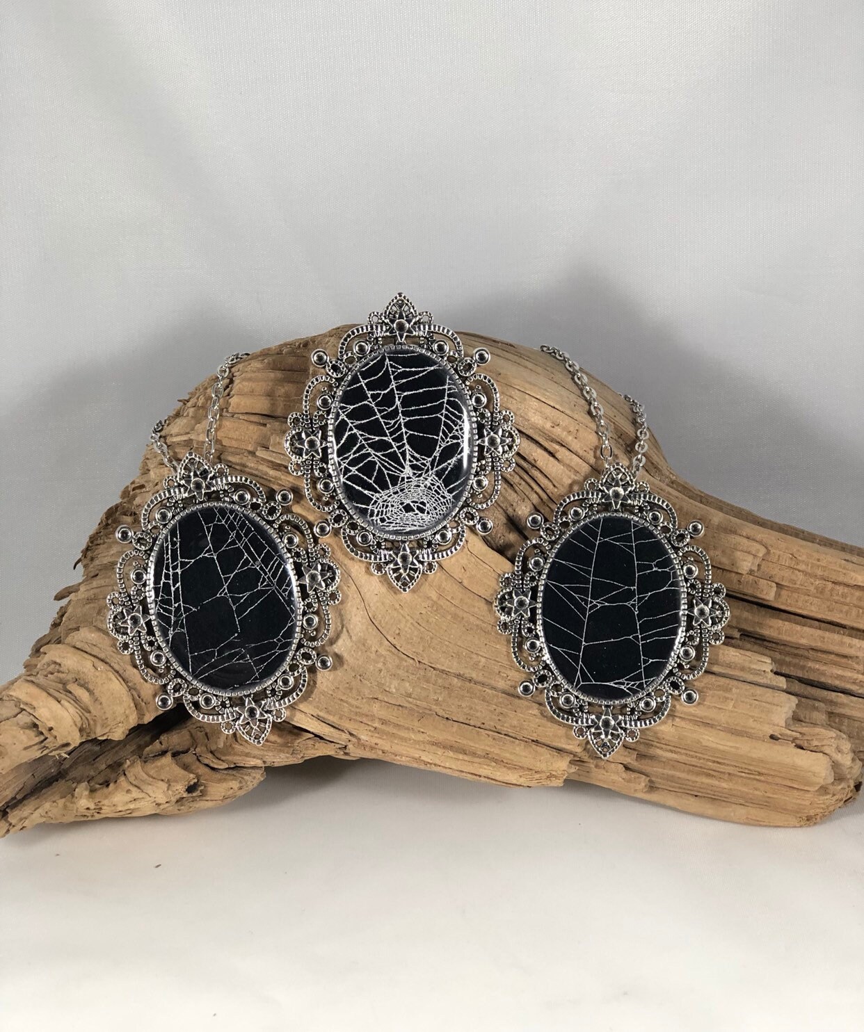 Spider Web Necklace, Spider Web Pendant, Victorian Necklace, Statement ...