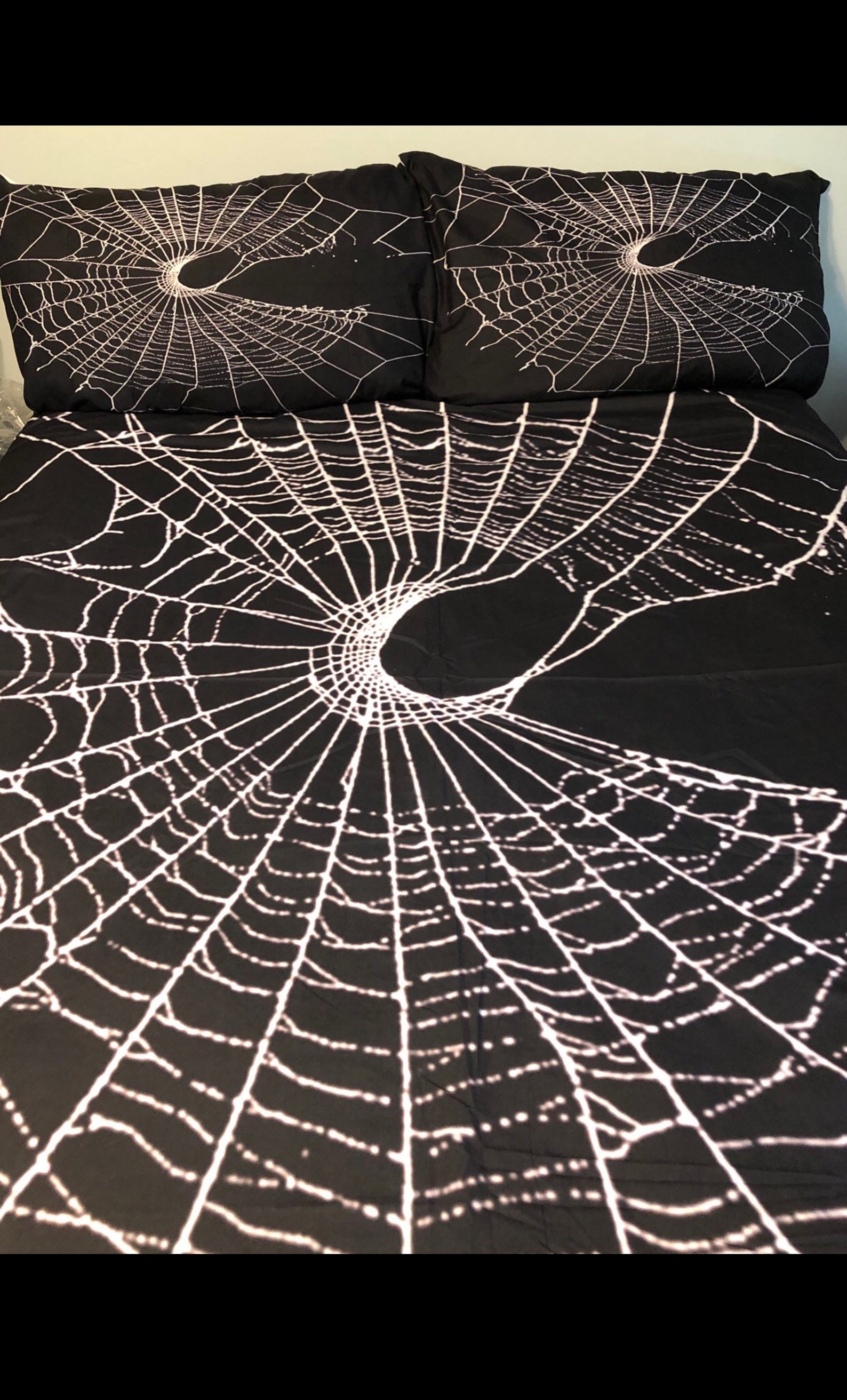 Spider Web Duvet, Black Duvet, Gothic Duvet, Crescent Moon, Gothic Home ...