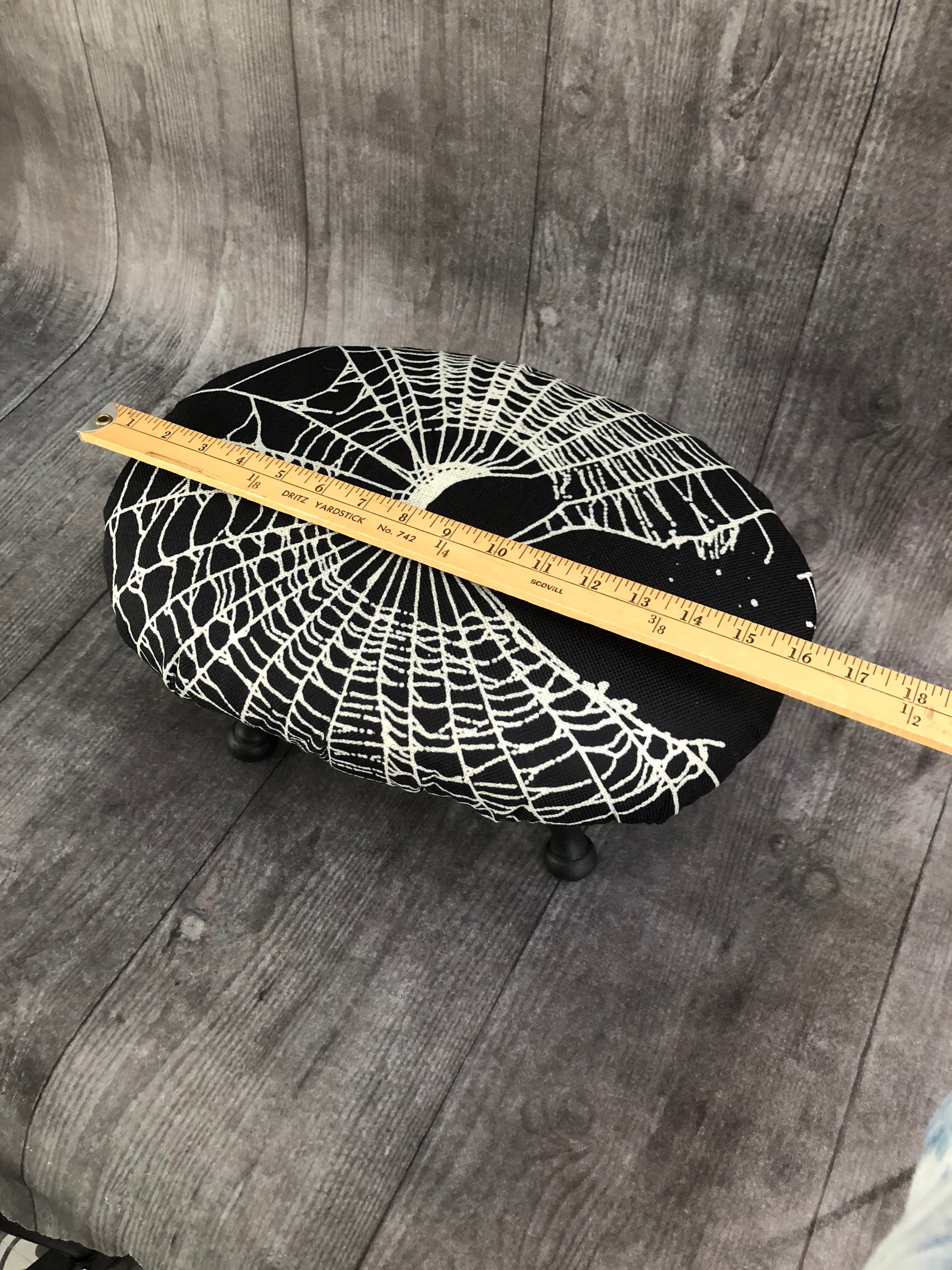 Gothic Footstool, Black Ottoman, Halloween Decor, Dark Decor, Up-Cycled ...