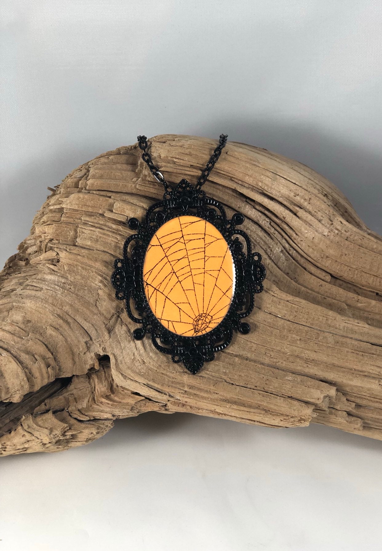 Spider Web Necklace, Spider Web Pendant, Gothic Necklace, Statement ...
