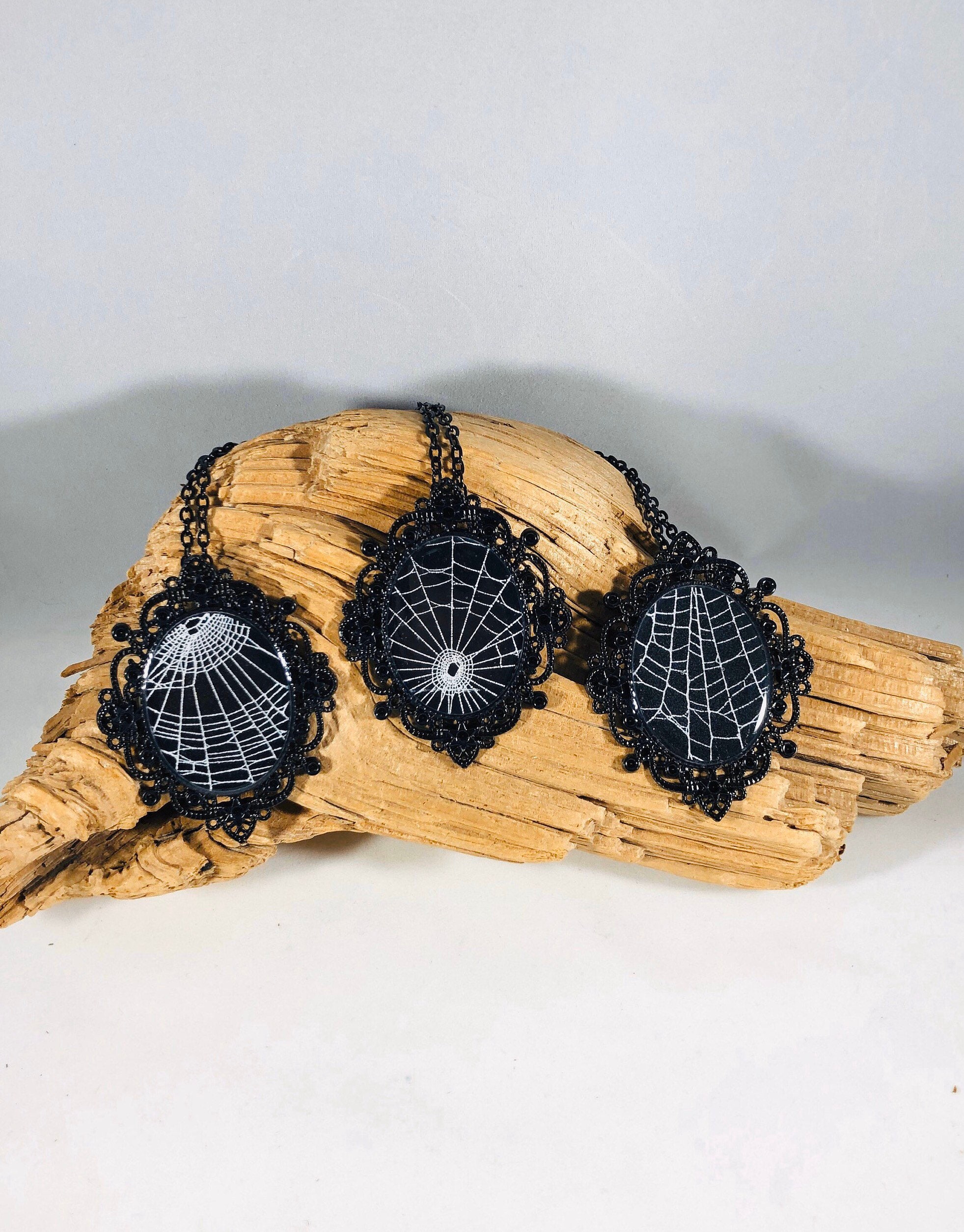 Spider Web Necklace, Spider Web Pendant, Victorian Necklace, Statement ...