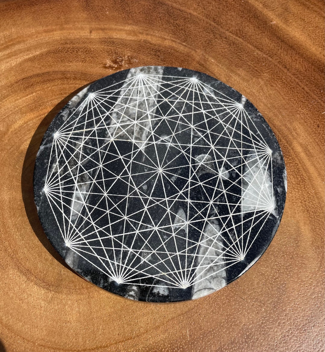 Stunning Engraved Orthoceras Fossil Tesseract- Crystal Grid - Sacred ...